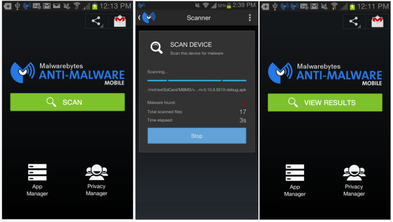 Malwarebytes Antivirus Smartphone Interface | HT Pratique